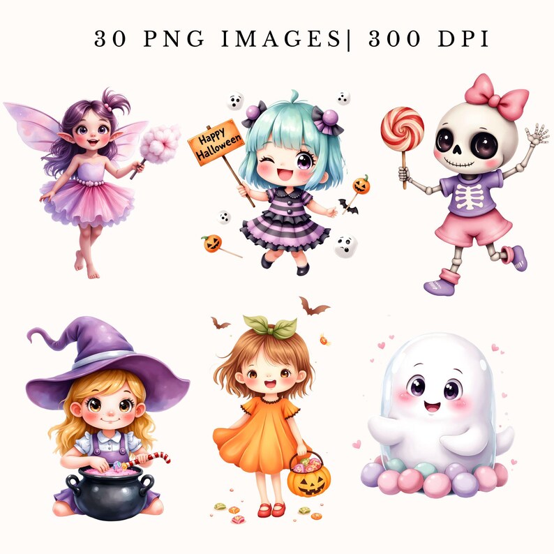 Halloween Candy Girl Clipart Whimsical Sweet Treats PNG Spooky Season ...