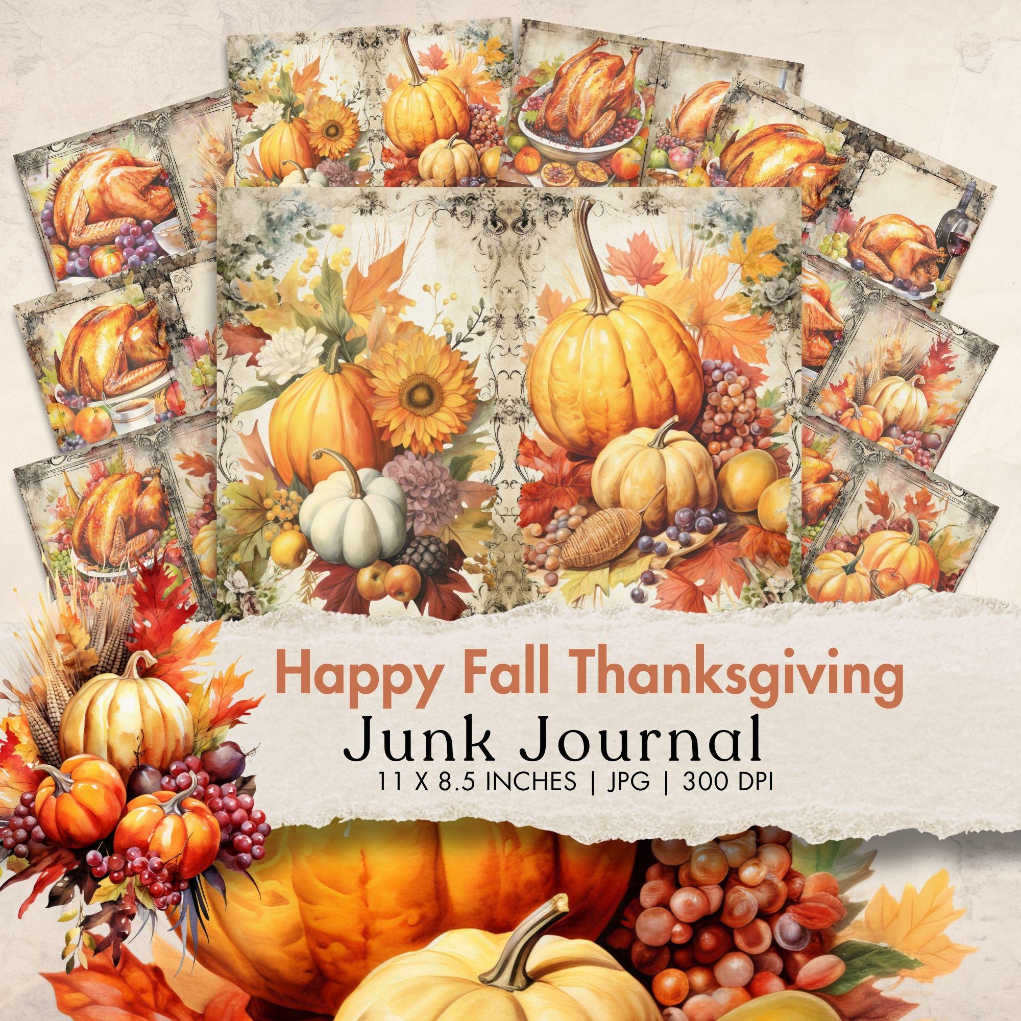 Happy Fall Thanksgiving Junk Journal Kit Autumn Season Digital Paper ...