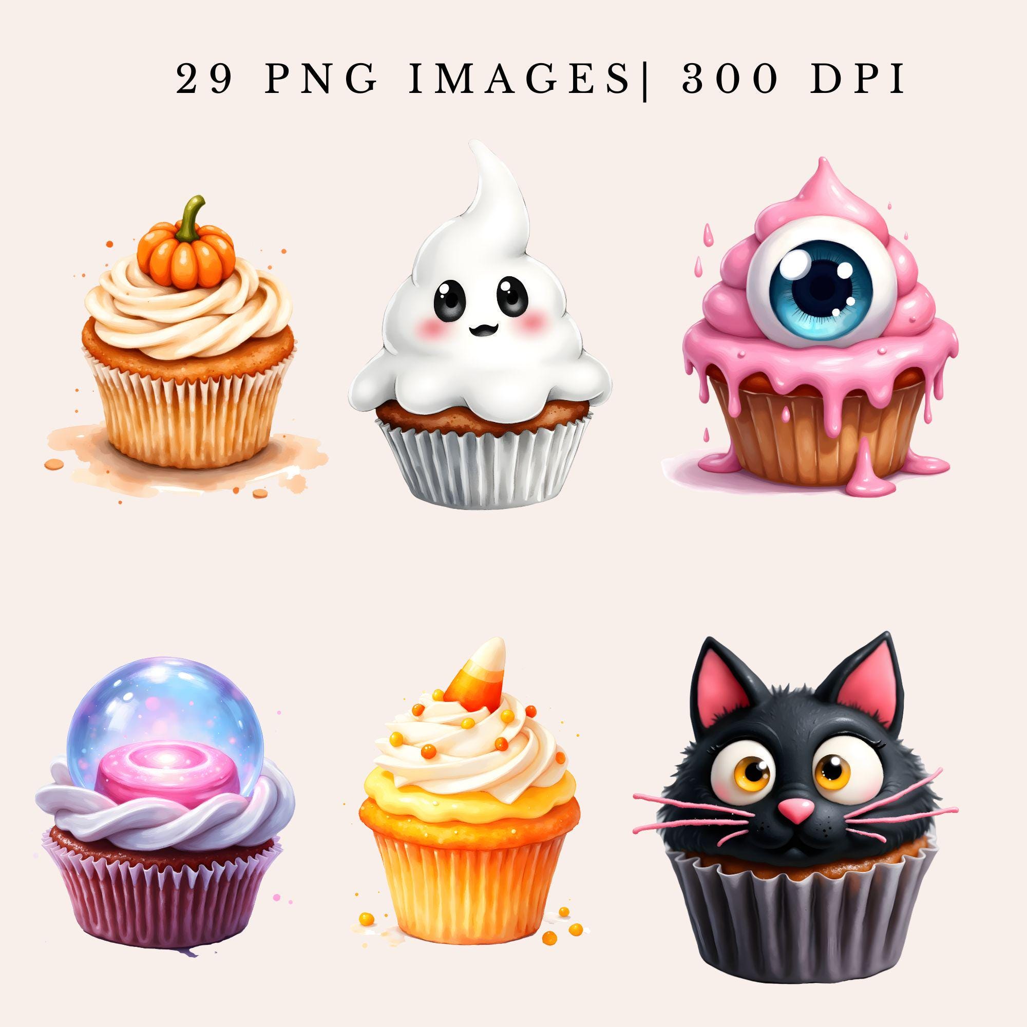Cupcake Halloween Clipart Spooky Sweet Treats PNG Scary Desserts ...