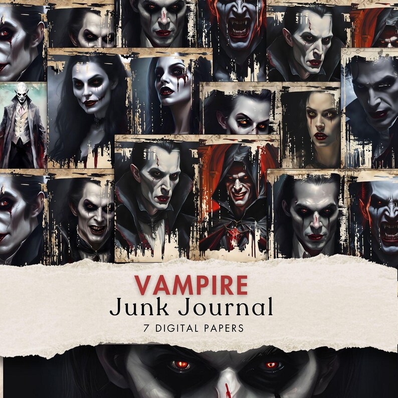 Vampire Junk Journal Kit Gothic Horror Halloween Digital Paper ...