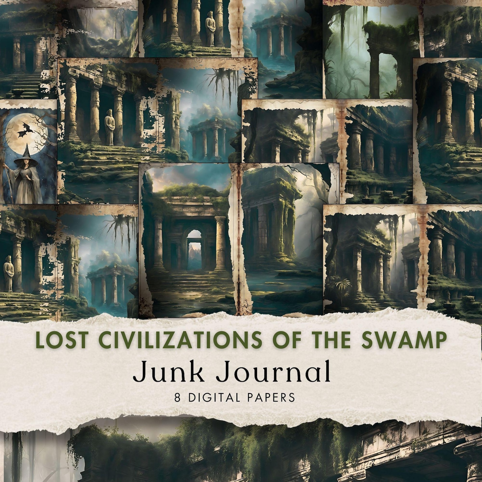 Junk Journal Swamp Ethereal Lost Civilization Journal Page Ancient ...
