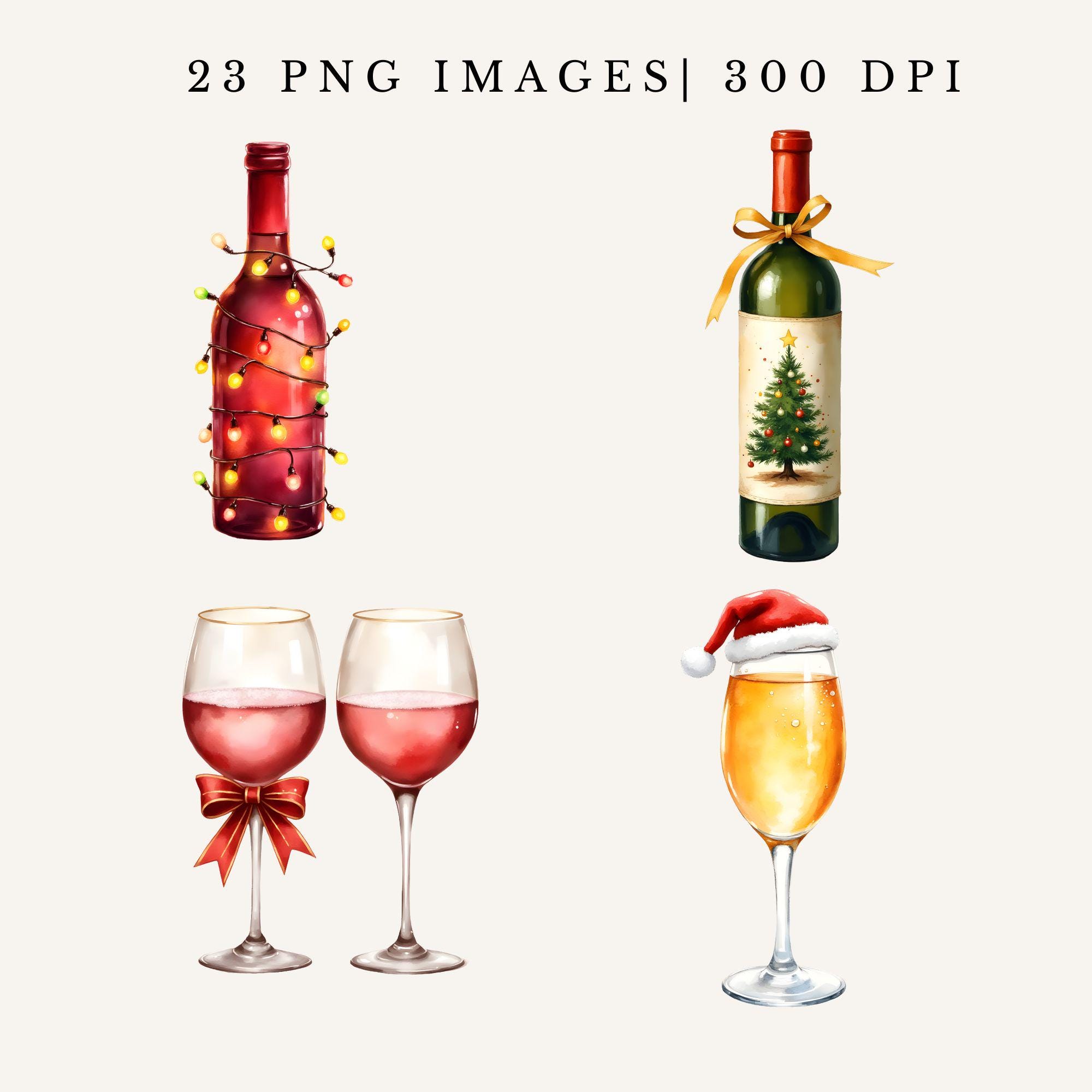 Christmas Wine Clipart Holiday Cocktail PNG Festive Drink Illustration ...