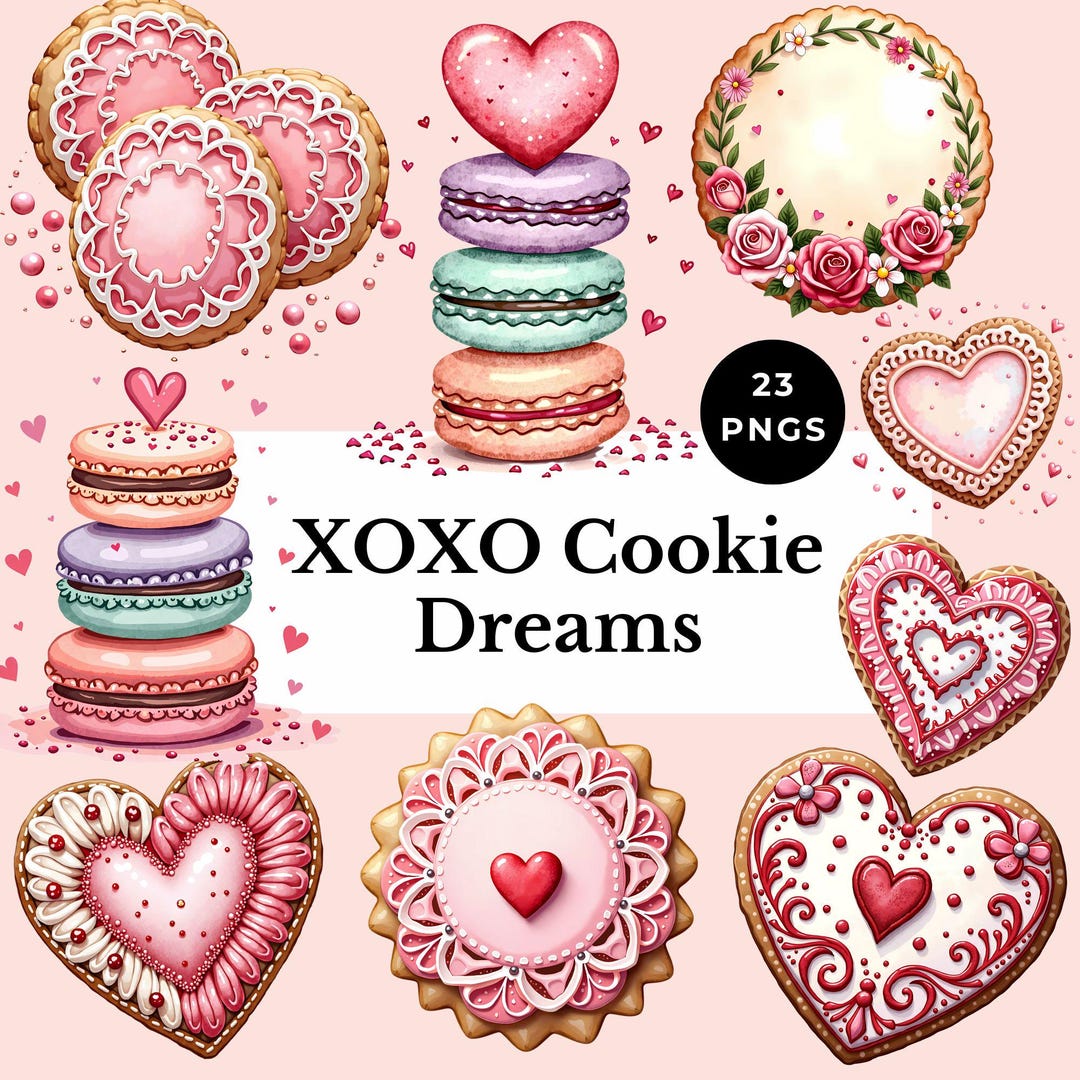 Valentines Day Cookie Clipart Heart Cookies PNG Watercolor Sweets ...