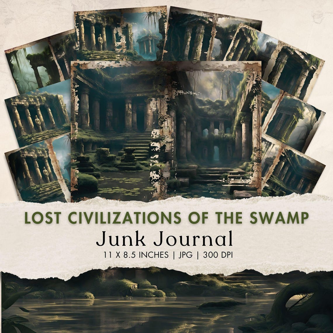 Junk Journal Swamp Ethereal Lost Civilization Journal Page Ancient ...