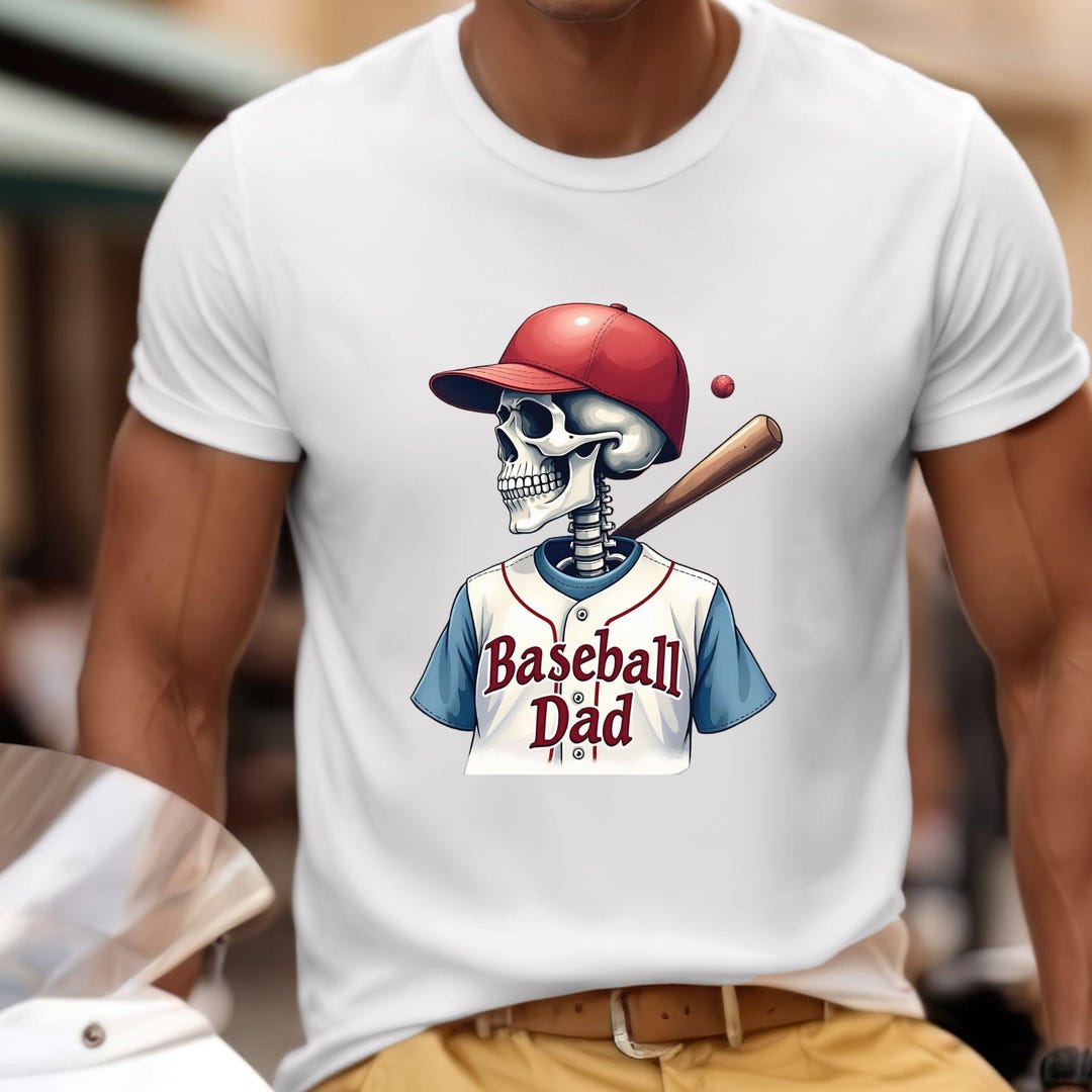 Baseball Dad Skeleton Png Funny Gift for Dad Clipart Game Day Design ...