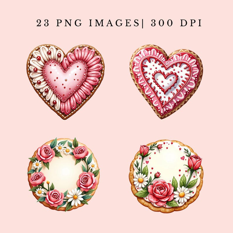 Valentines Day Cookie Clipart Heart Cookies PNG Watercolor Sweets ...