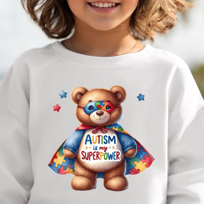 Autism is My Superpower Png Autism Awareness Clipart Cute Teddy Bear ...