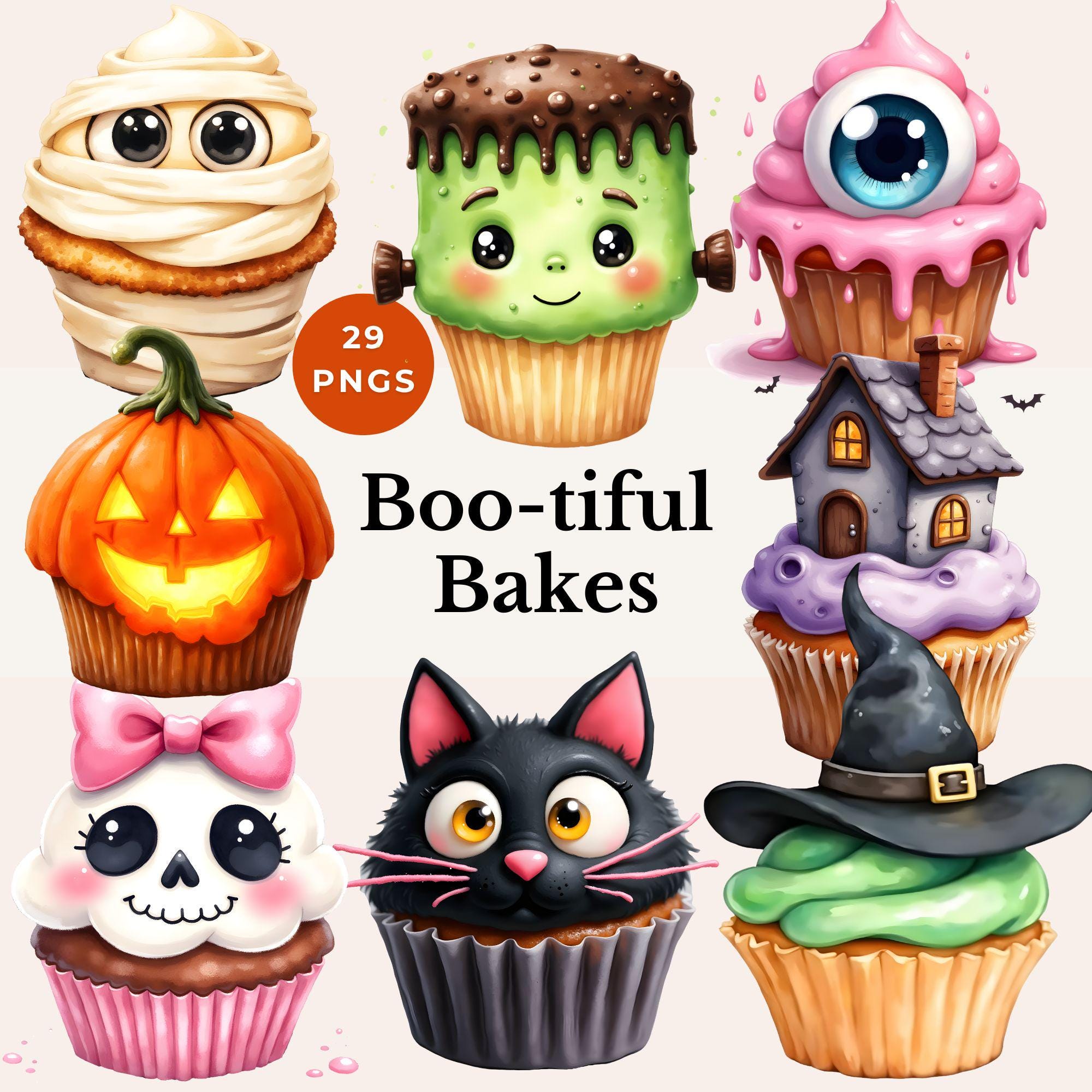 Cupcake Halloween Clipart Spooky Sweet Treats PNG Scary Desserts ...