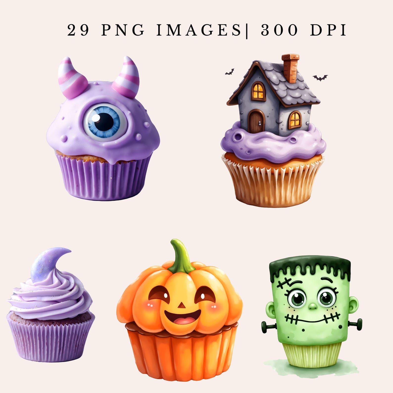 Cupcake Halloween Clipart Spooky Sweet Treats PNG Scary Desserts ...