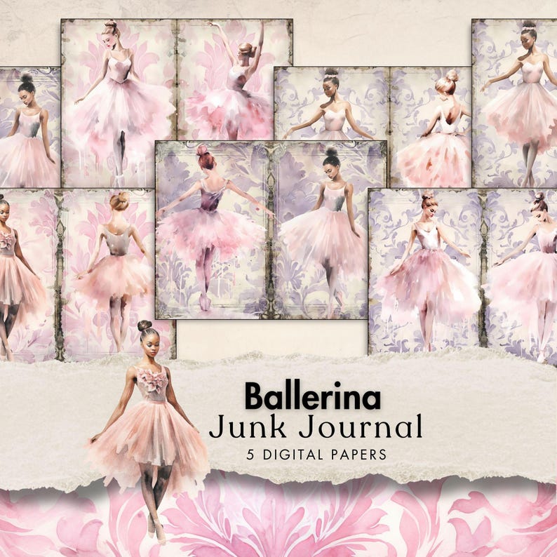 Junk Journal Kit Ballerina Digital Paper Ballet Dancer Theme Ephemera ...