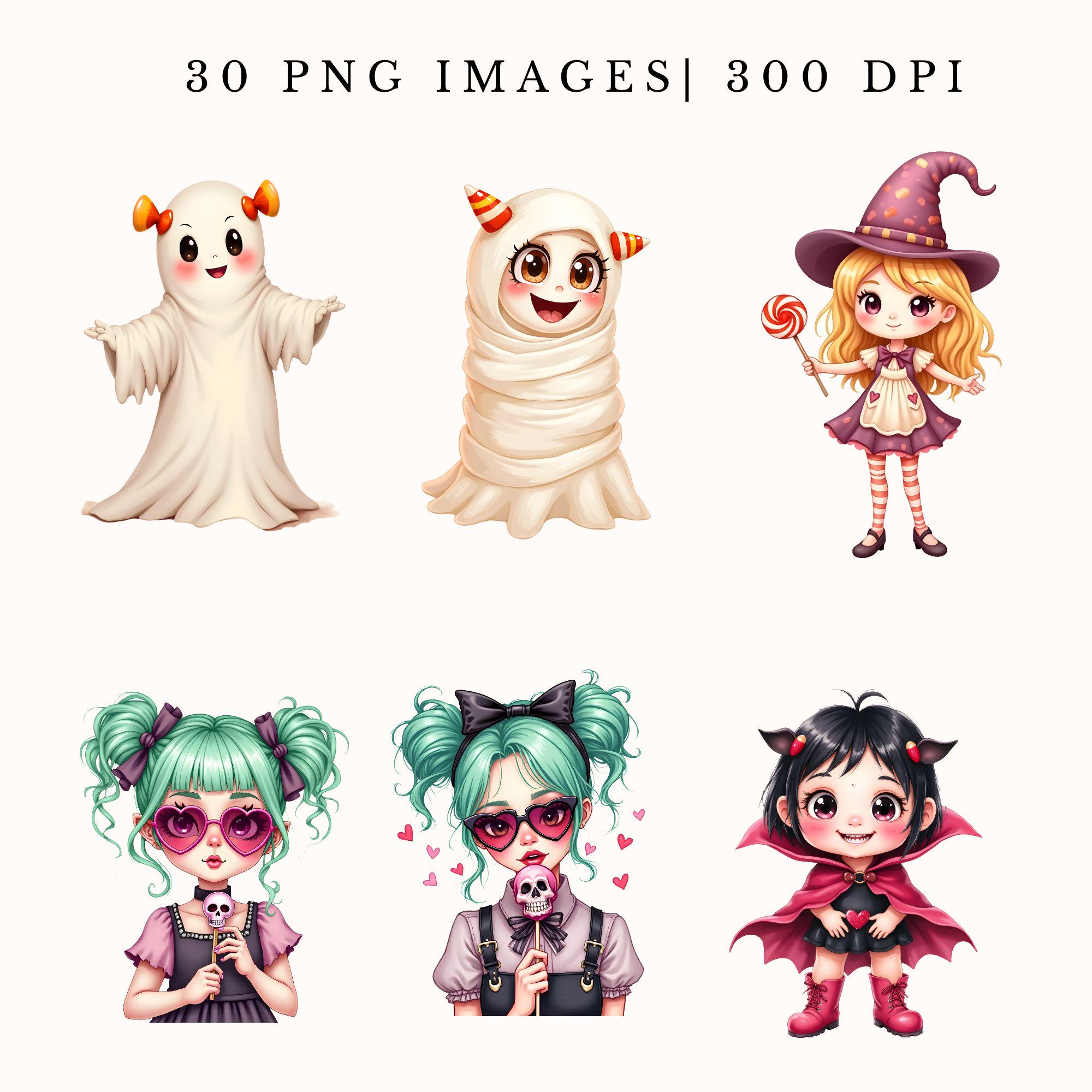 Halloween Candy Girl Clipart Whimsical Sweet Treats PNG Spooky Season ...