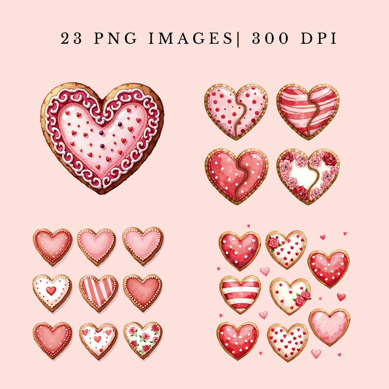 Valentines Day Cookie Clipart Heart Cookies PNG Watercolor Sweets ...