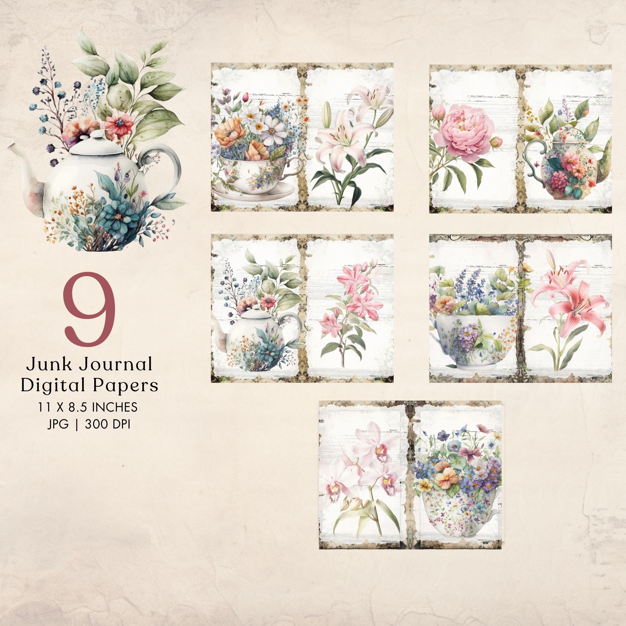 Afternoon Tea Junk Journal Pages Watercolor High Tea Ephemera Vintage ...