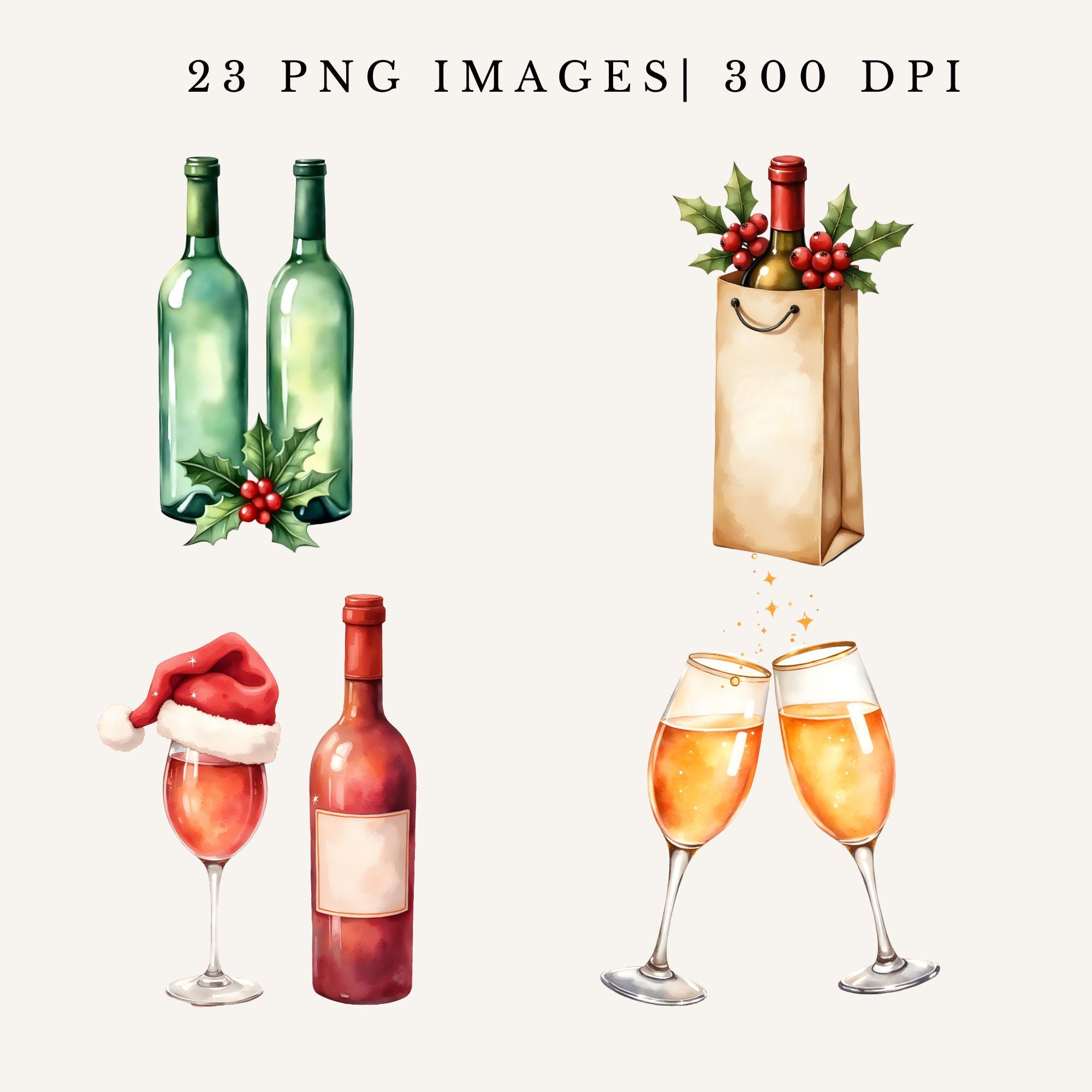 Christmas Wine Clipart Holiday Cocktail PNG Festive Drink Illustration ...