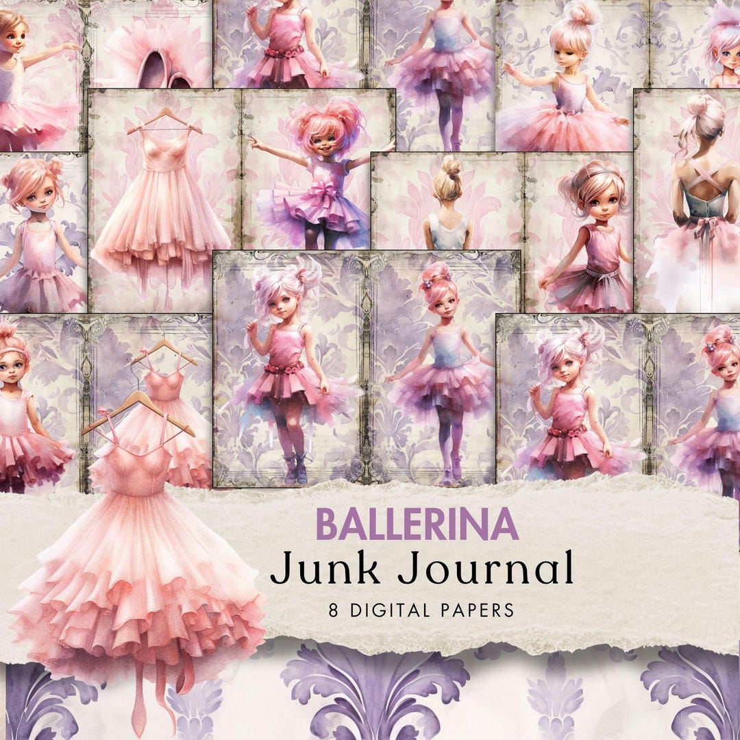Junk Journal Kit Ballerina Digital Paper Ballet Dancer Theme Ephemera ...