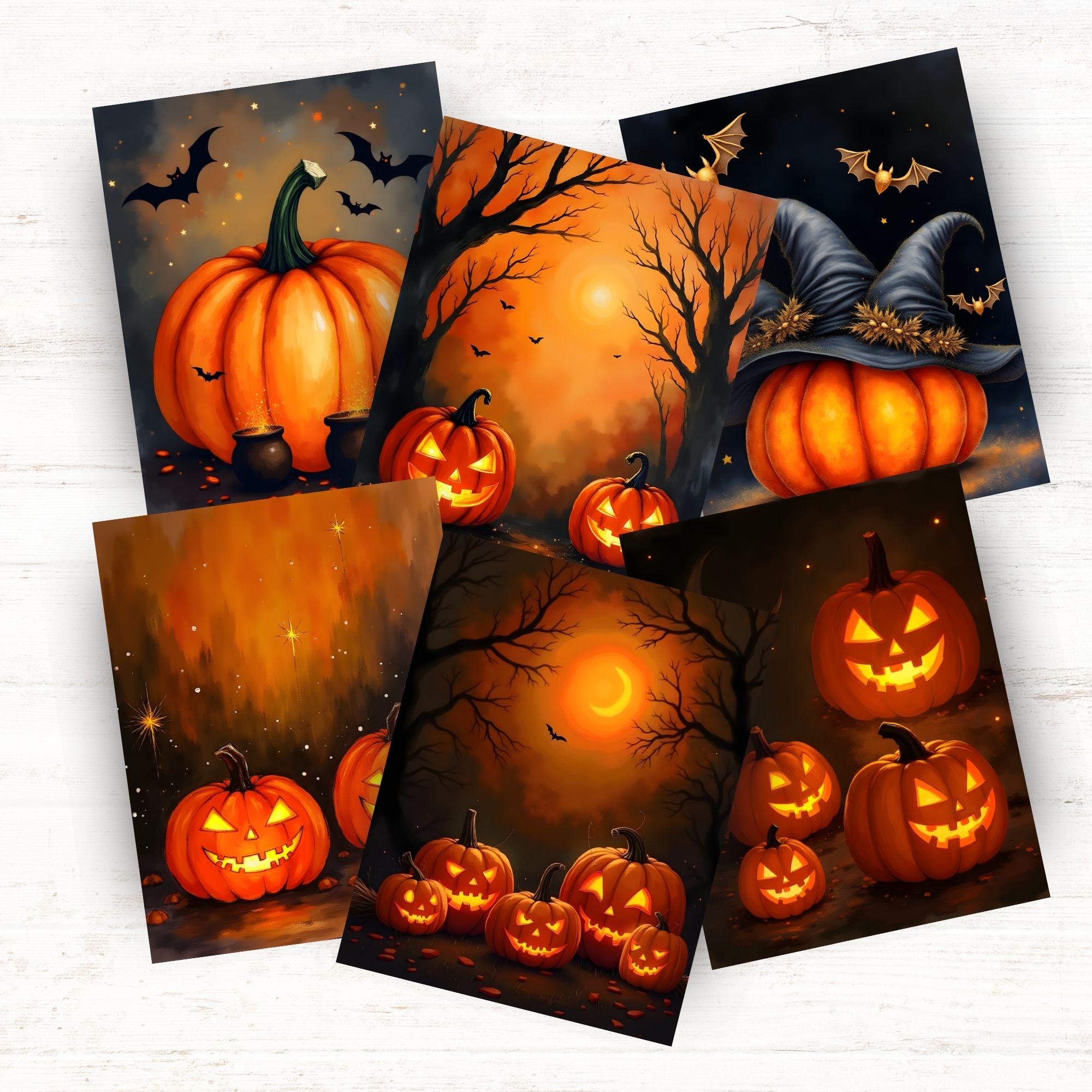 Halloween Pumpkin Digital Paper Horror Junk Journal Kit Gothic ...