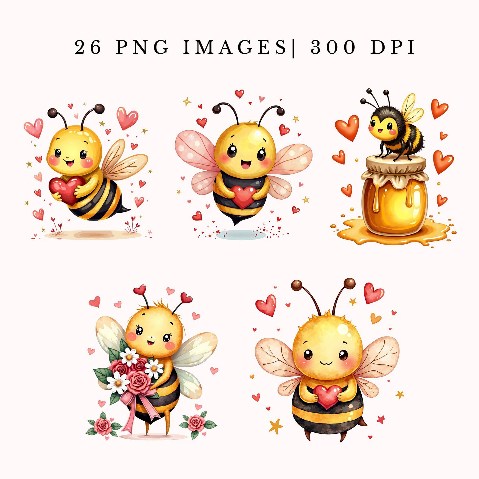Valentine Bee Clipart Cute Bee Mine PNG Fun Watercolor Illustration ...