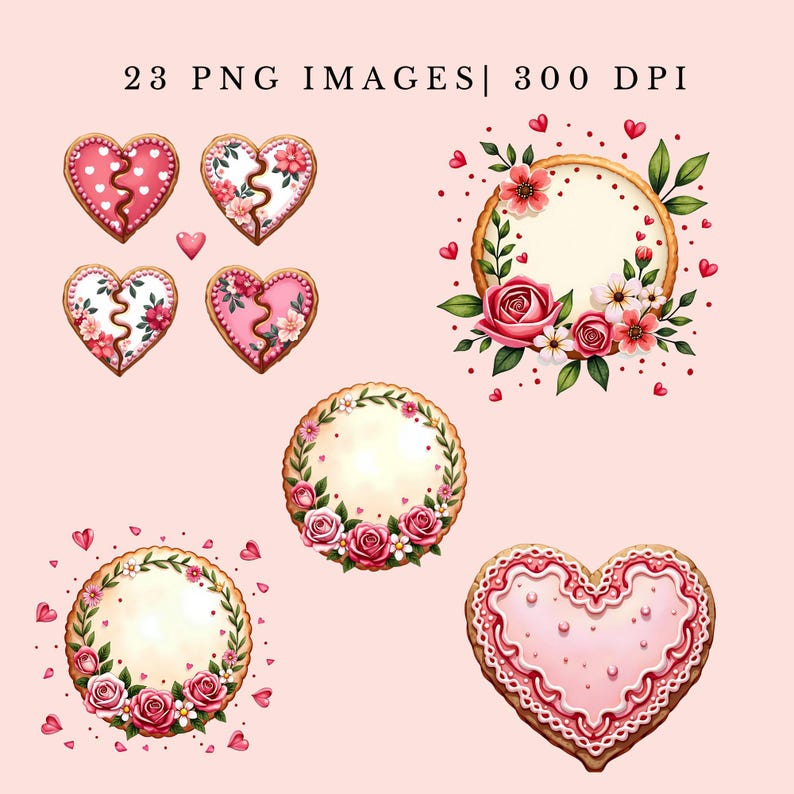 Valentines Day Cookie Clipart Heart Cookies PNG Watercolor Sweets ...