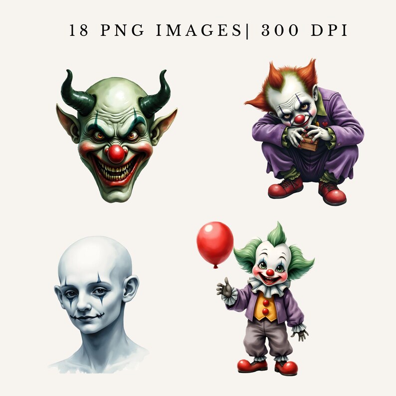 Creepy Clown Clipart Halloween Joker PNG Horror Haunted Carnival ...