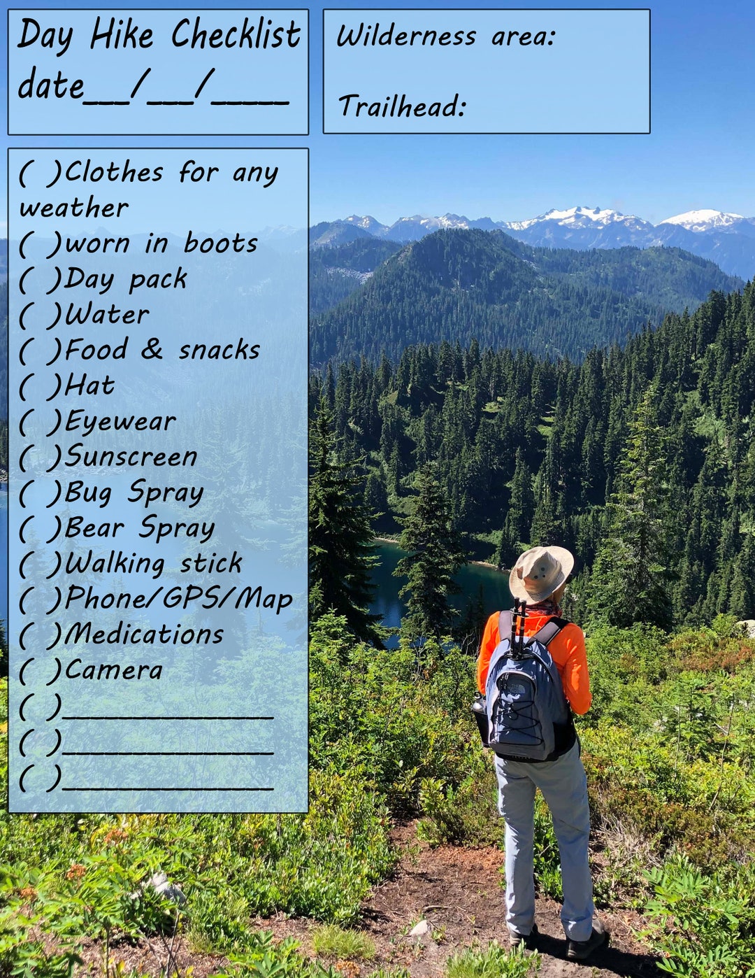 Day Hike Checklist - Etsy