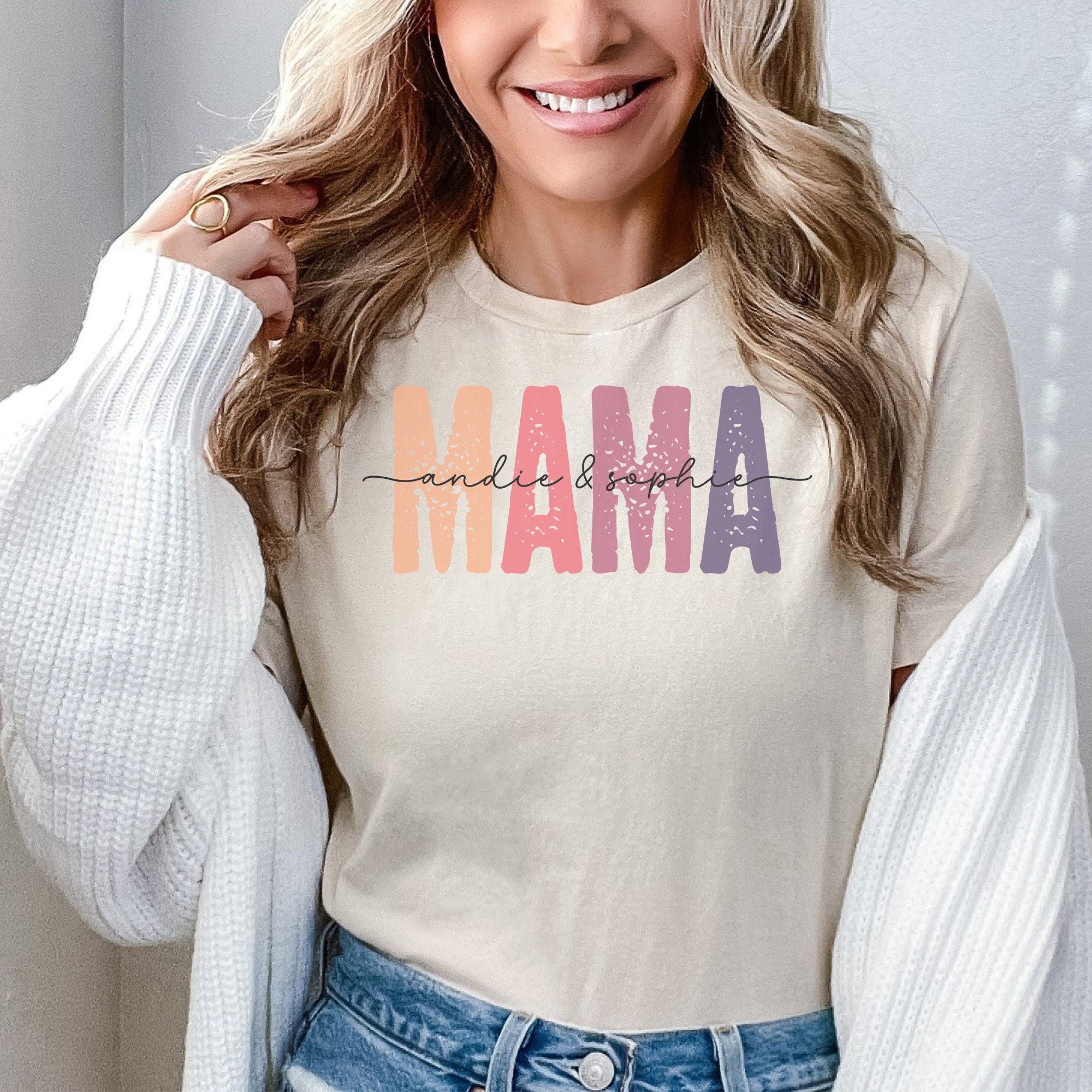Custom Mama Shirt, Mom Shirt With Names, Personalized Mama T-shirt ...
