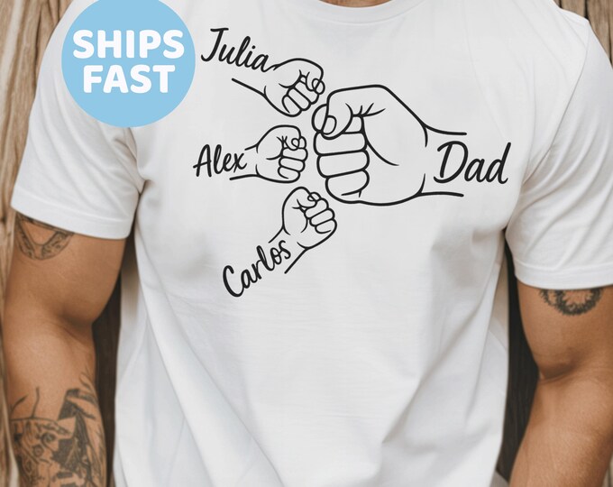 Custom Fist Bump Dad Shirt, Dad Shirt With Kids Names, Father's Day ...