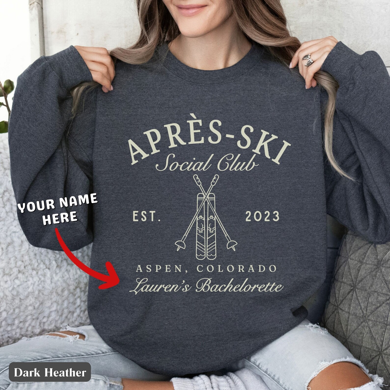 Custom Apres Ski Bachelorette Sweatshirts Matching Winter Bride Name ...