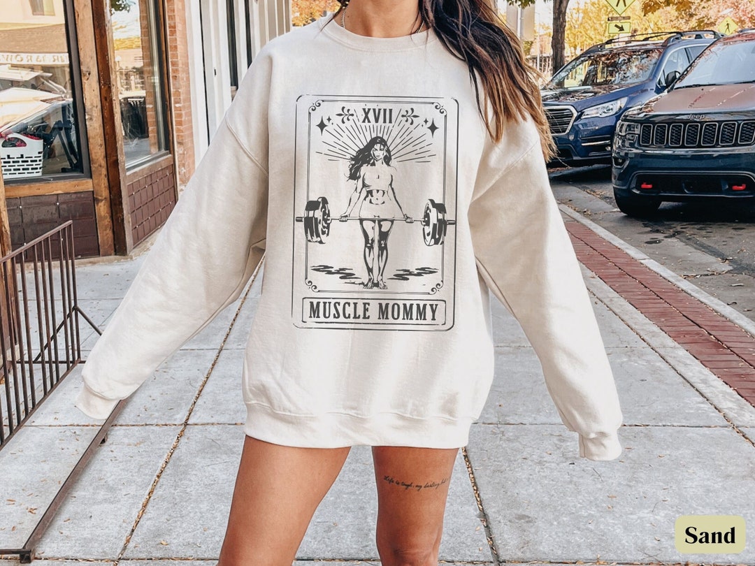 Tarot Card Muscle Mommy Pump Cover Sweatshirt for Women, Gym Pump Cover ...