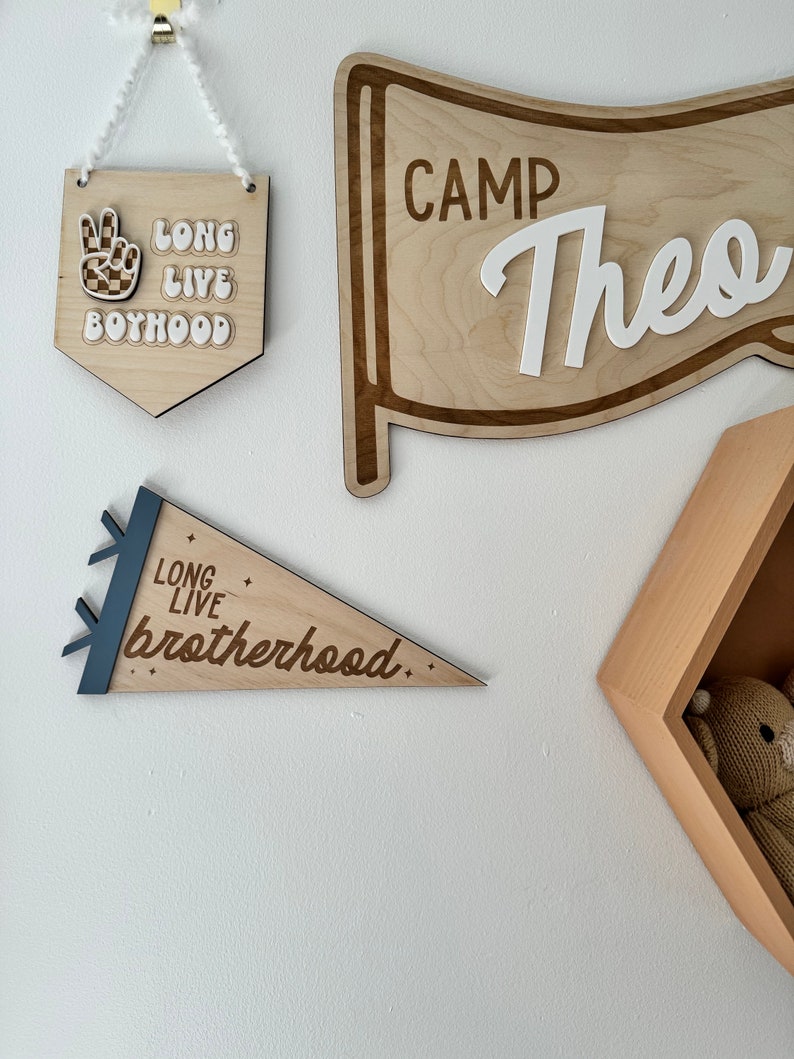 Camp Theme Pennant Custom Name Pennant Sign Camp Theme Room Boys Room ...