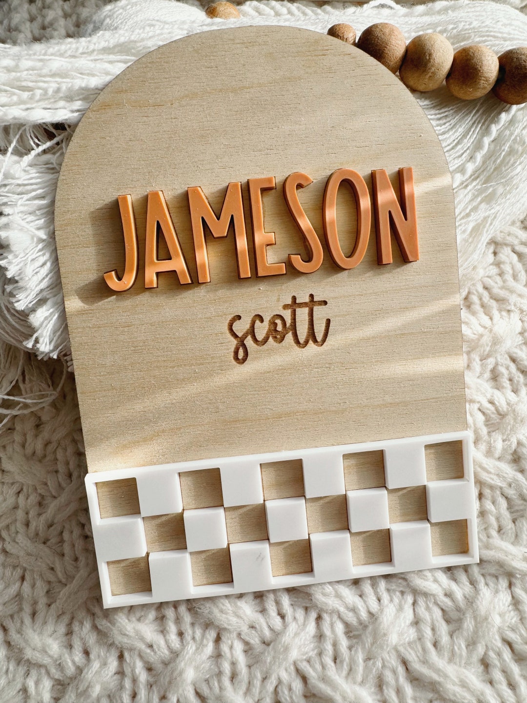Mini Baby Name Sign White Checkered Baby Name Sign Checkerboard Name ...