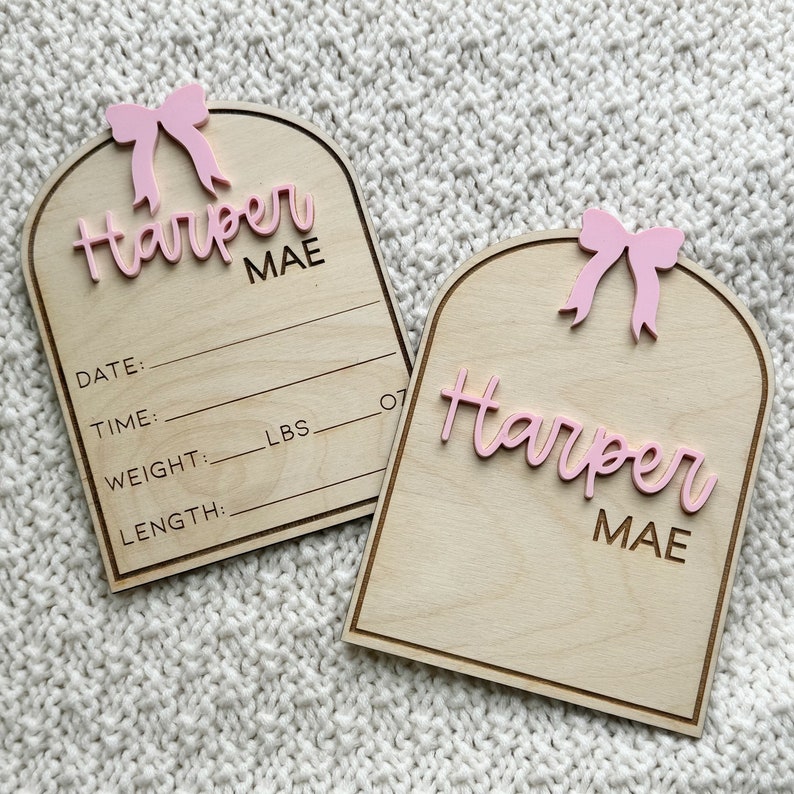 Coquette Bow Baby Name Sign Girl Bow Name Announcement Sign Hospital ...
