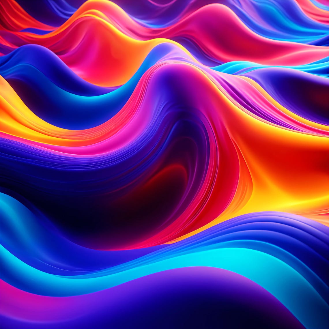 5 Abstract Digital Prints – Vibrant Color Wave Art | Modern Wall Decor ...