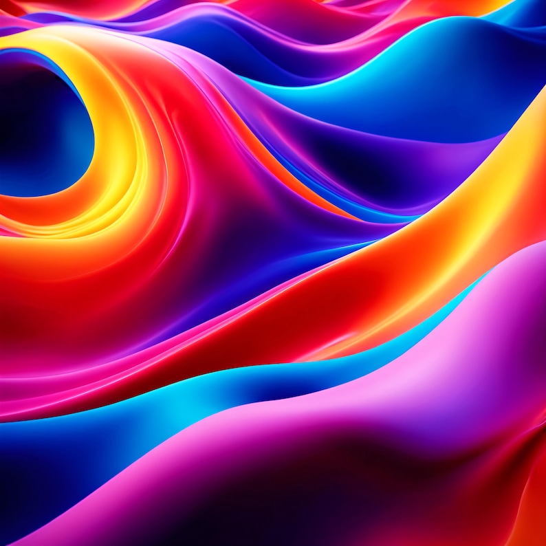 5 Abstract Digital Prints – Vibrant Color Wave Art | Modern Wall Decor ...