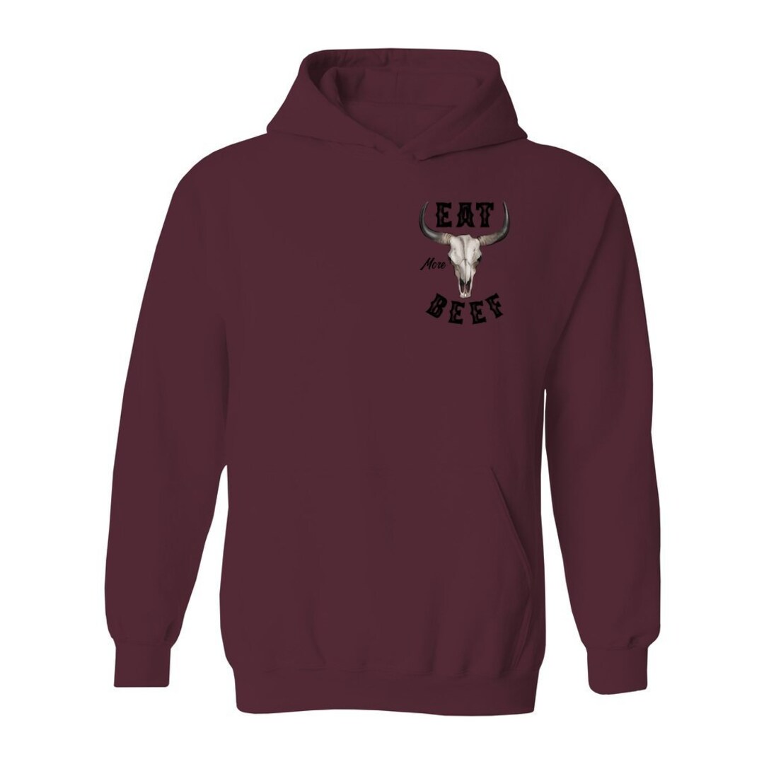 Eat More Beef Hoodie, Cattle, Western, Ranch Gift, Unisex Heavy Blend ...