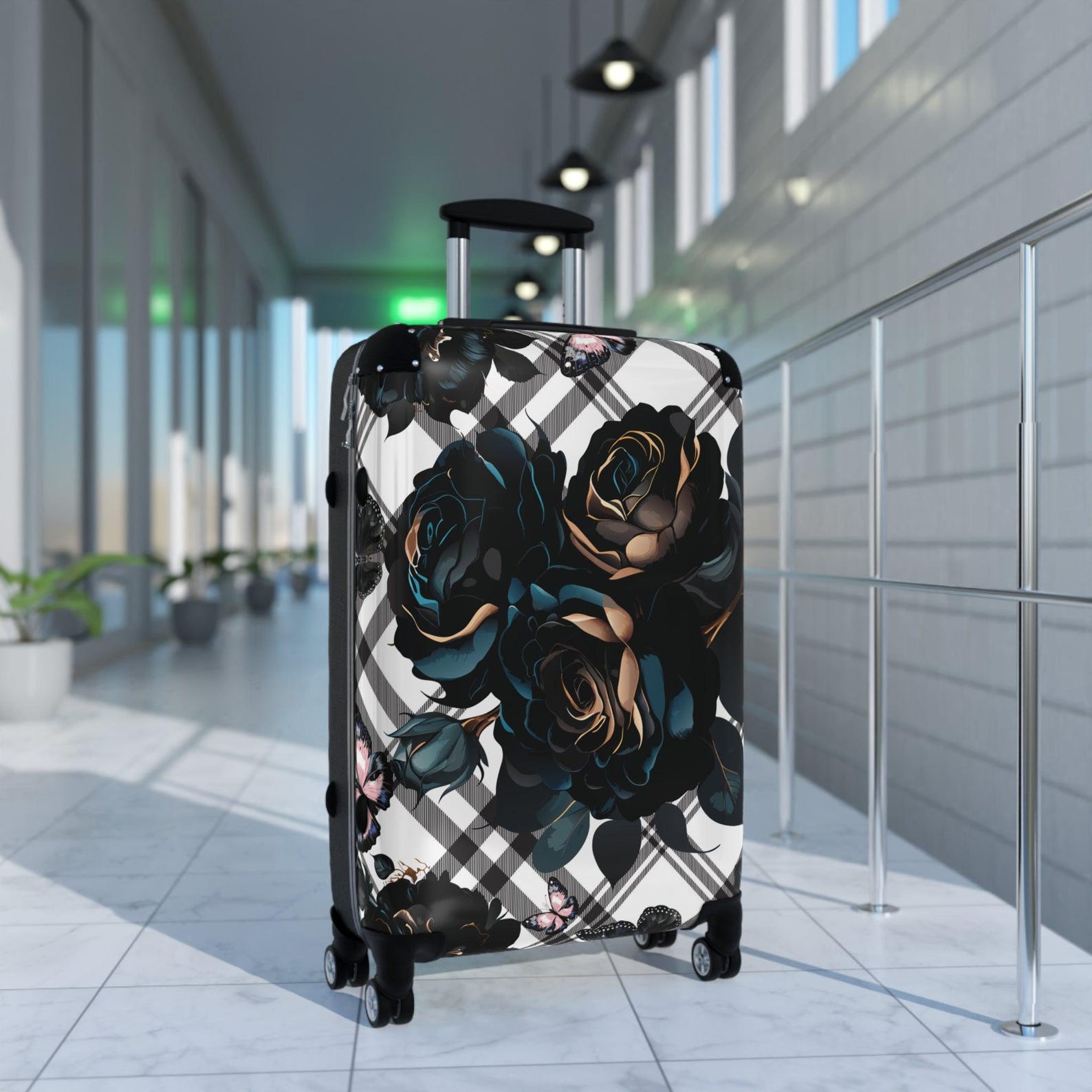 Black Rose Suitcase in 3 Sizes - Etsy