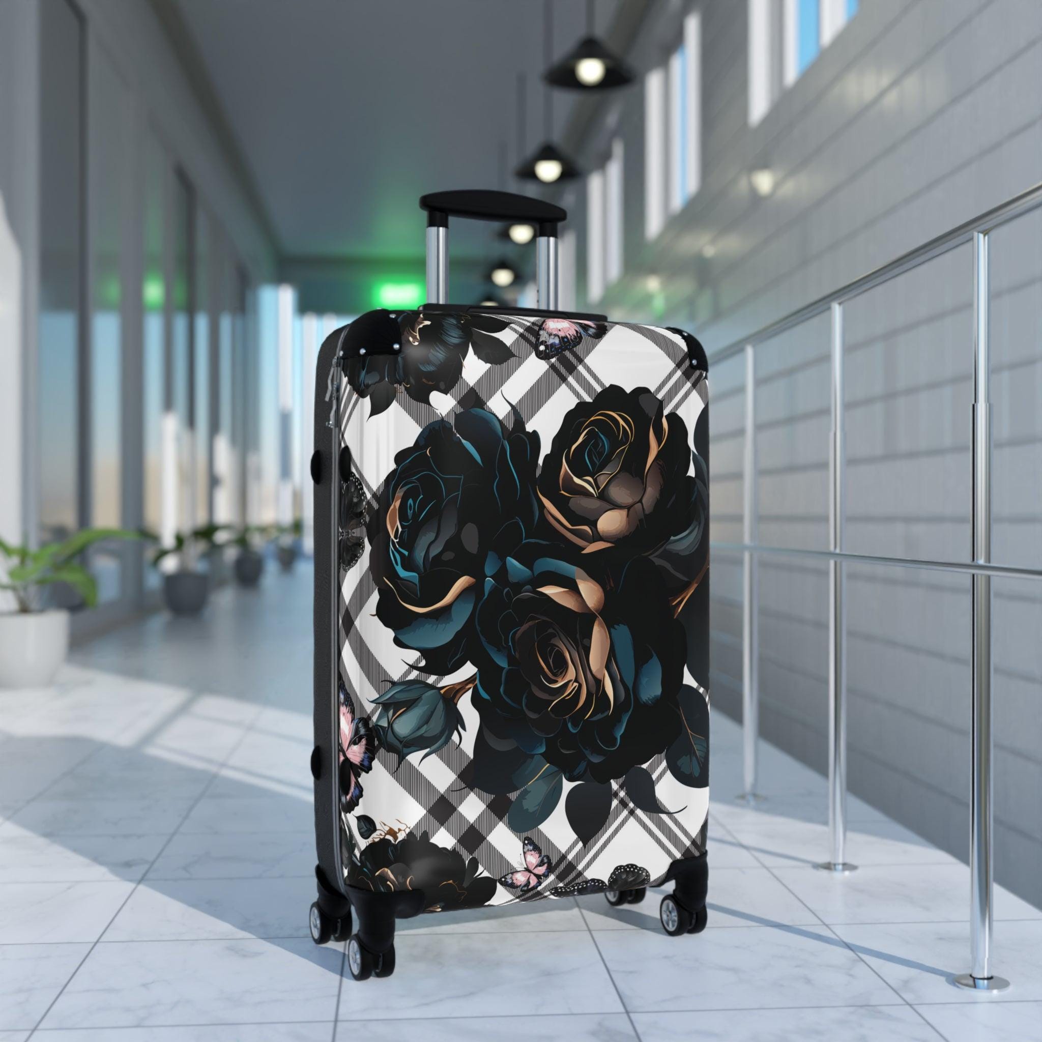 Black Rose Suitcase in 3 Sizes - Etsy