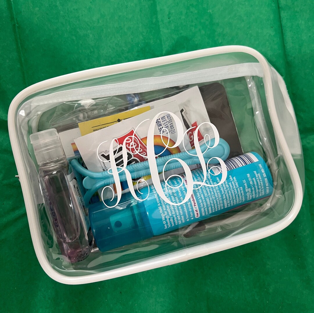 Set of Monogrammed Clear Plastic Zipper Toiletry Bag - Etsy
