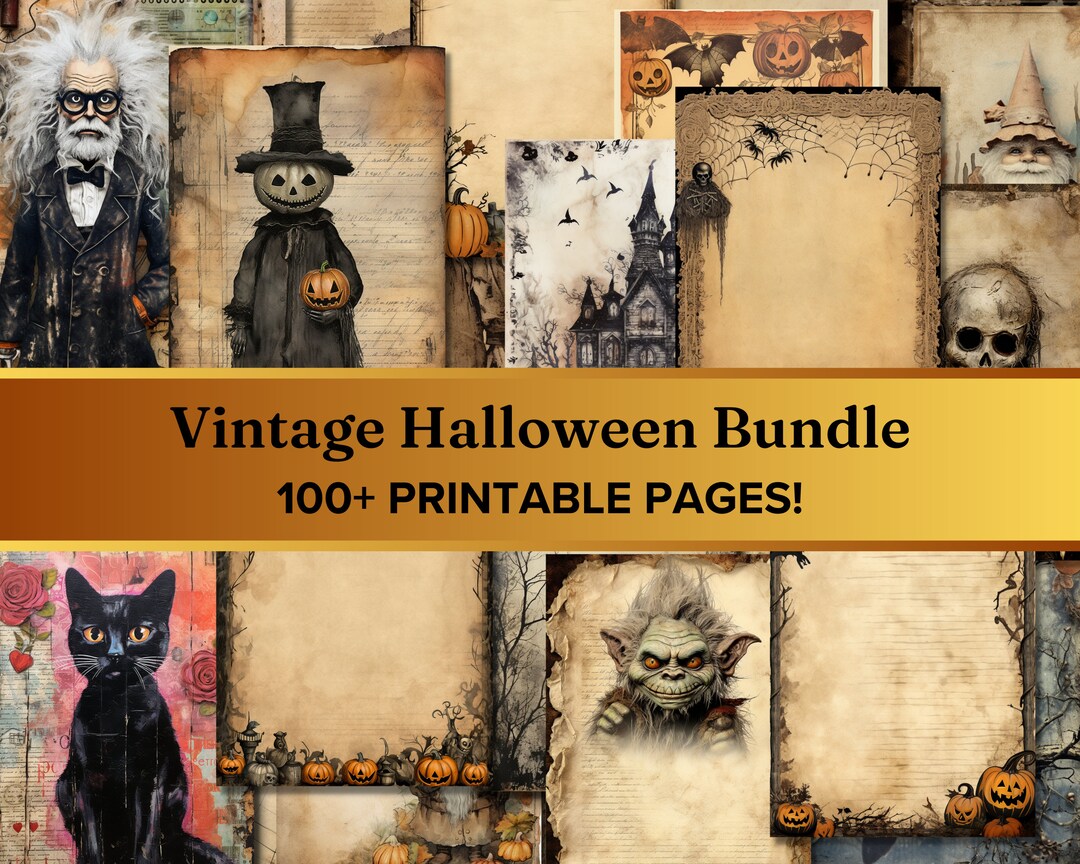 Halloween Junk Journal Digital Paper Bundle, Gothic Victorian Images ...