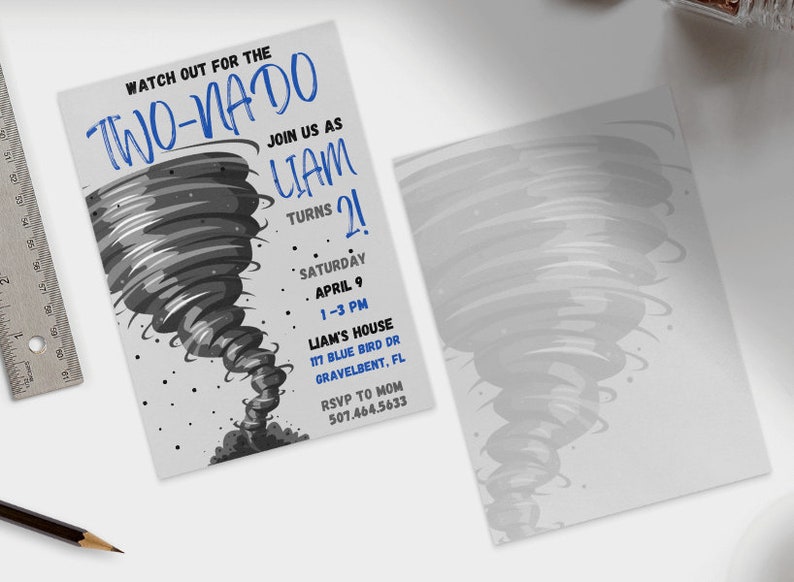 Two-nado Second Birthday Invitation INSTANT DOWNLOAD Tornado - Etsy