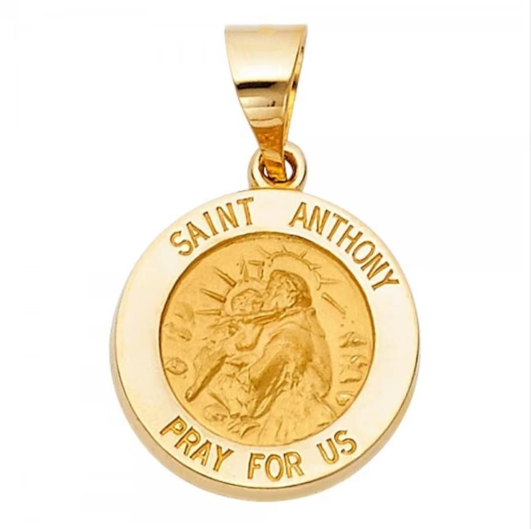 14k Gold St. Anthony Medal Pendant Charm-real Gold St. Anthony Medal ...