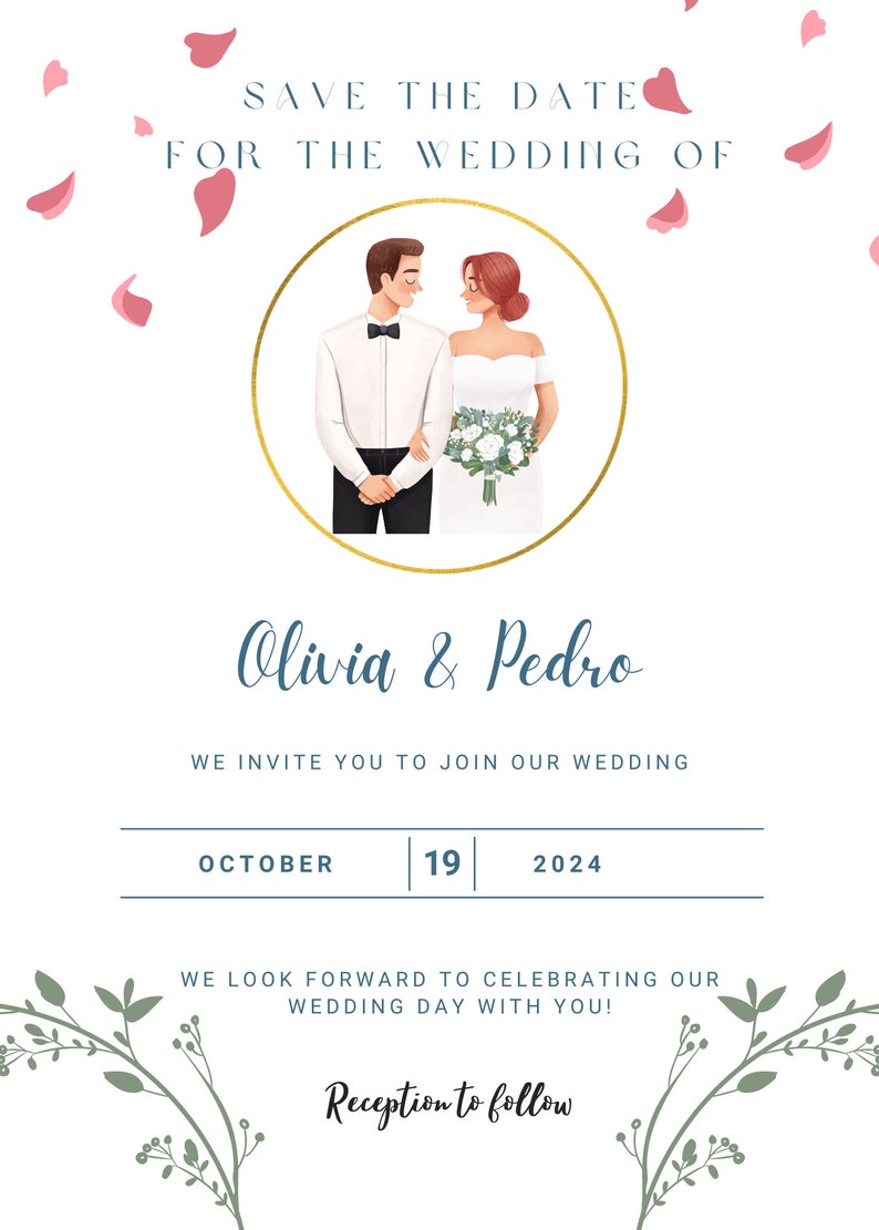 Wedding Invitation Save the Date Wedding Card Flowers White - Etsy