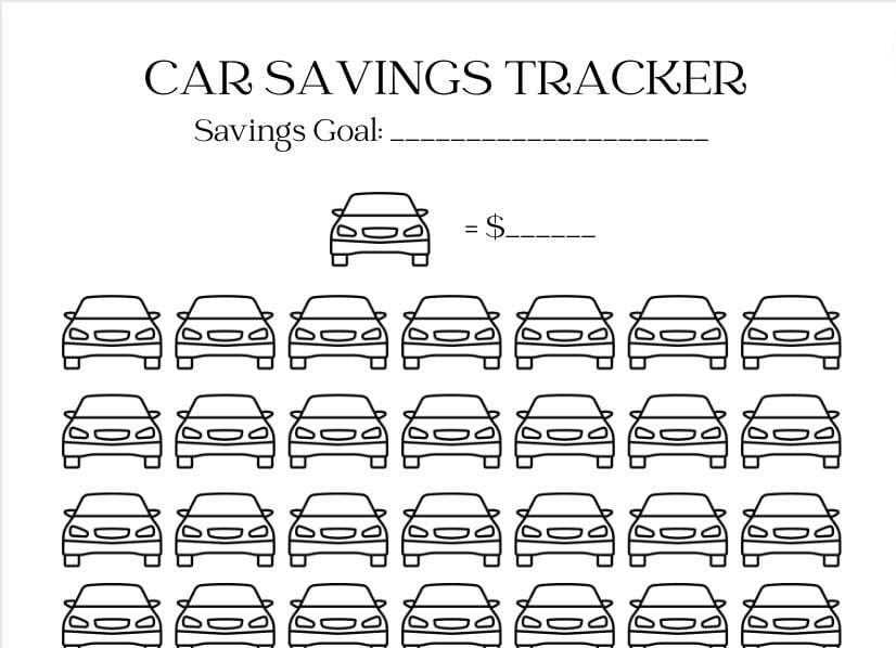 Car Savings Tracker - Etsy