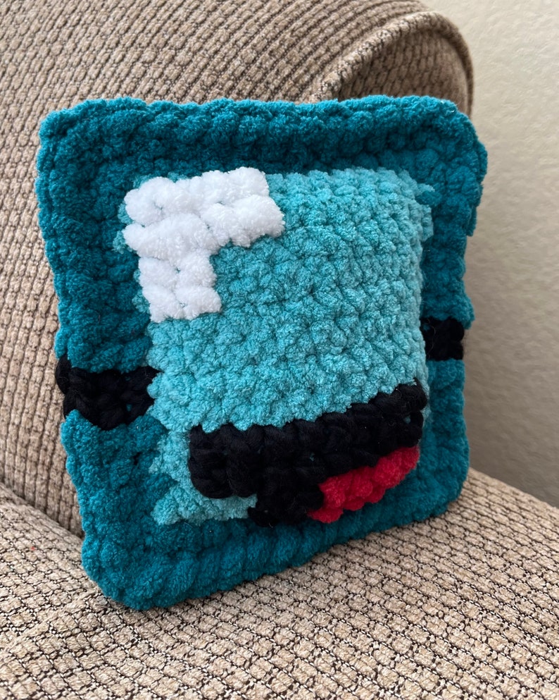 Mini Skeppy Pillow Plush, Minecraft Pillow, Crochet Pillow, Chenille ...