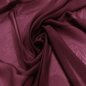 Burgundy 60" Wide Silky Chiffon Fabric | Imitation Silk Chiffon | Super ...