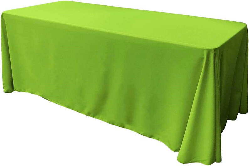 Lime Green Rectangular Seamless Polyester Poplin Tablecloth, Rounded ...