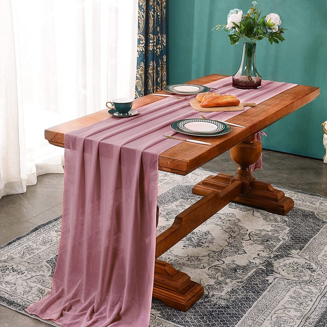 Dusty Rose Chiffon Table Runner Extra Long Wedding Runners - Etsy
