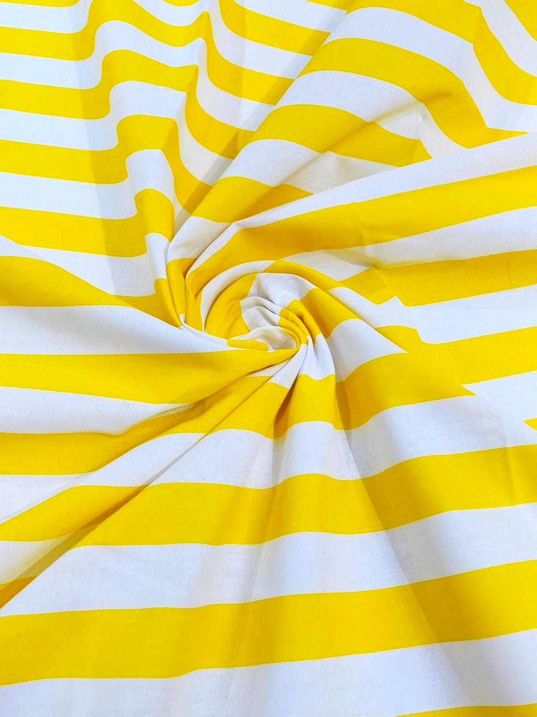 White & Yellow 60" Wide 1" Stripe Print Poly Cotton Fabric by the Yard ...