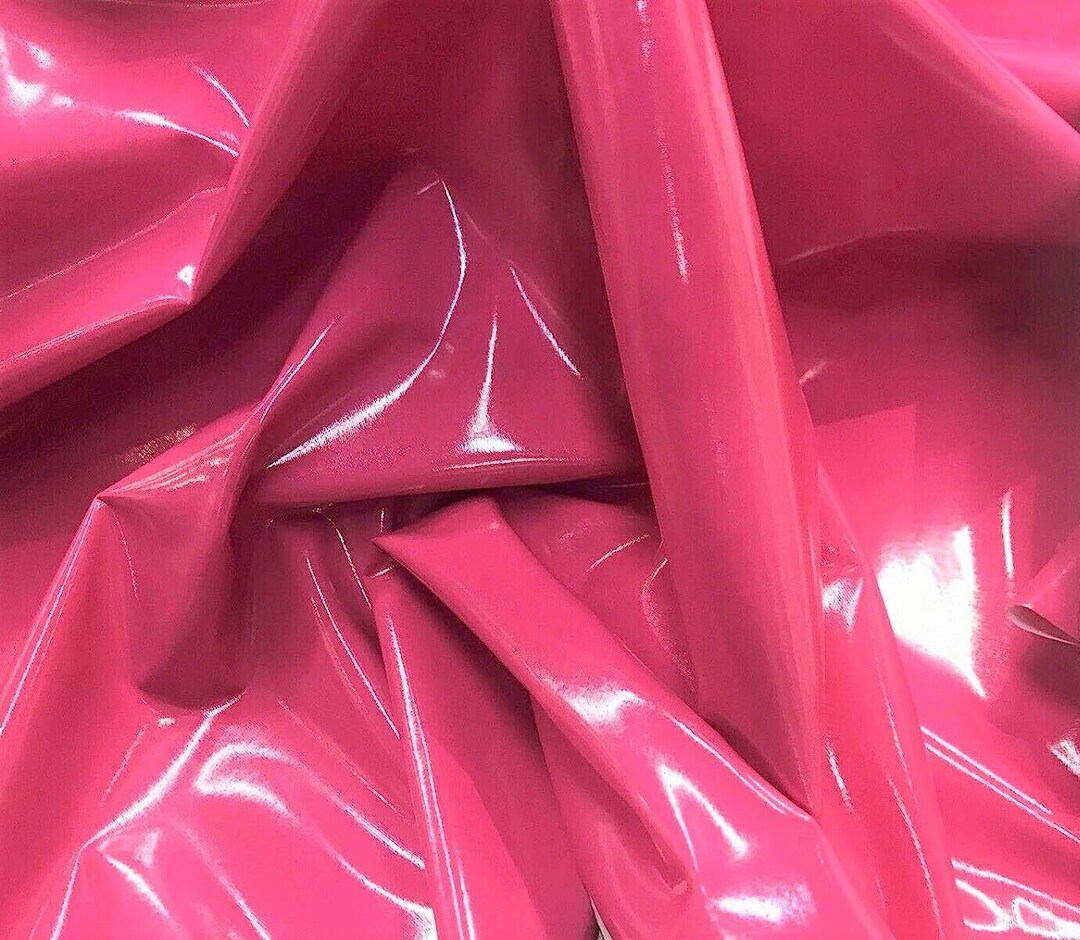 Fuchsia 54 Wide Polyester Spandex Shiny Faux Vinyl 2 Ways Stretch ...