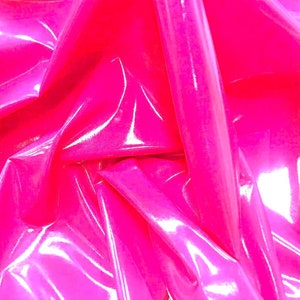 Neon Pink 54 Wide Polyester Spandex Shiny Faux Vinyl 2 Ways Stretch ...
