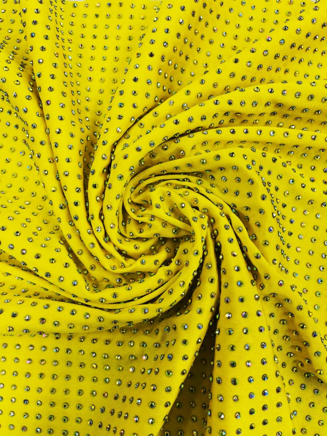Yellow 60" Wide Luxury Rhinestone on 4-way Stretch Polyester Spandex ...